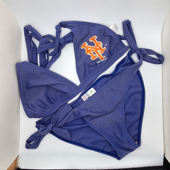 MLB | Swim | New York Mets Mlb 2 Piece Blue Bikini With Orange Logo ...